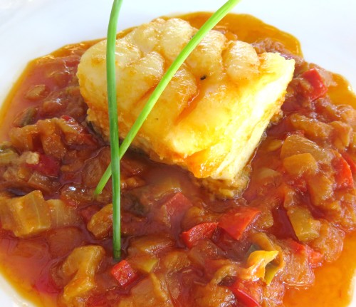 Bacallà amb samfaina | Recepta de cuina de Jordi Garcia Miguel ...